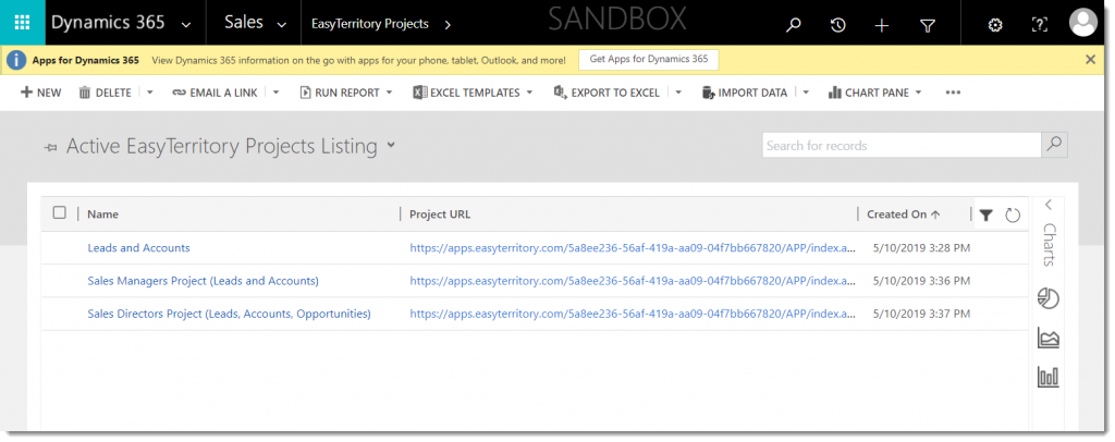 Launch Points within Microsoft Dynamics 365 | EasyTerritory
