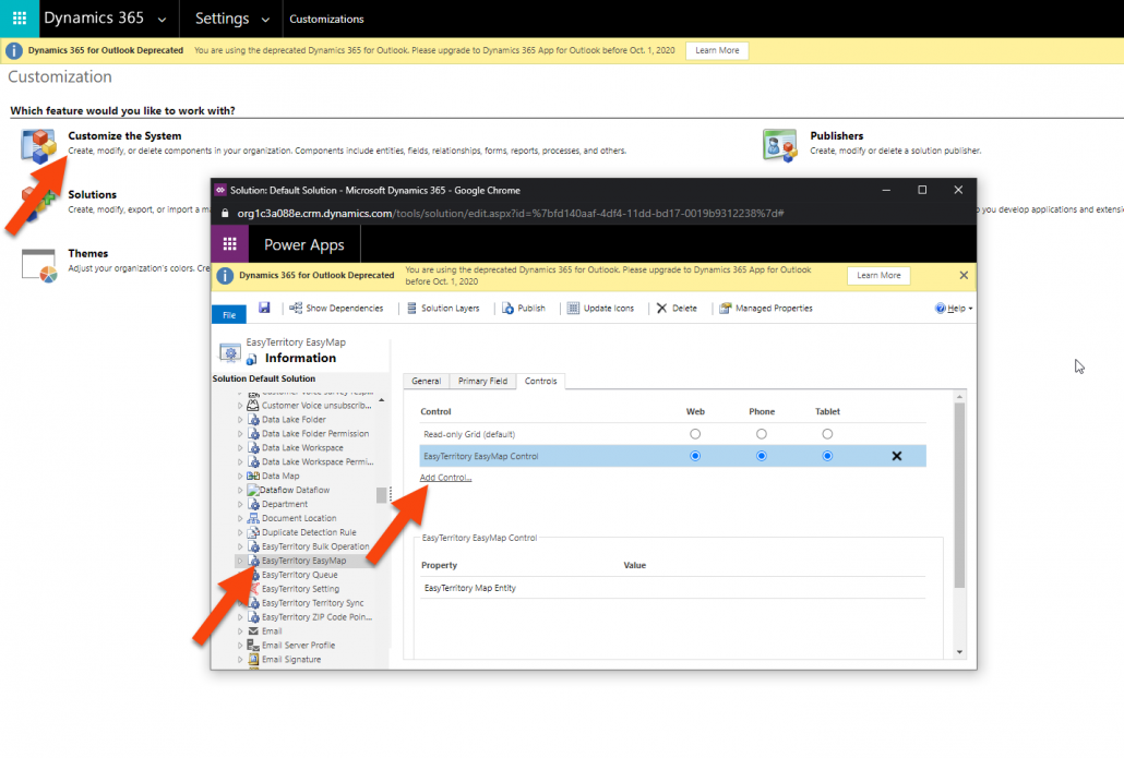 Configuring the EasyMap PCF Control | EasyTerritory