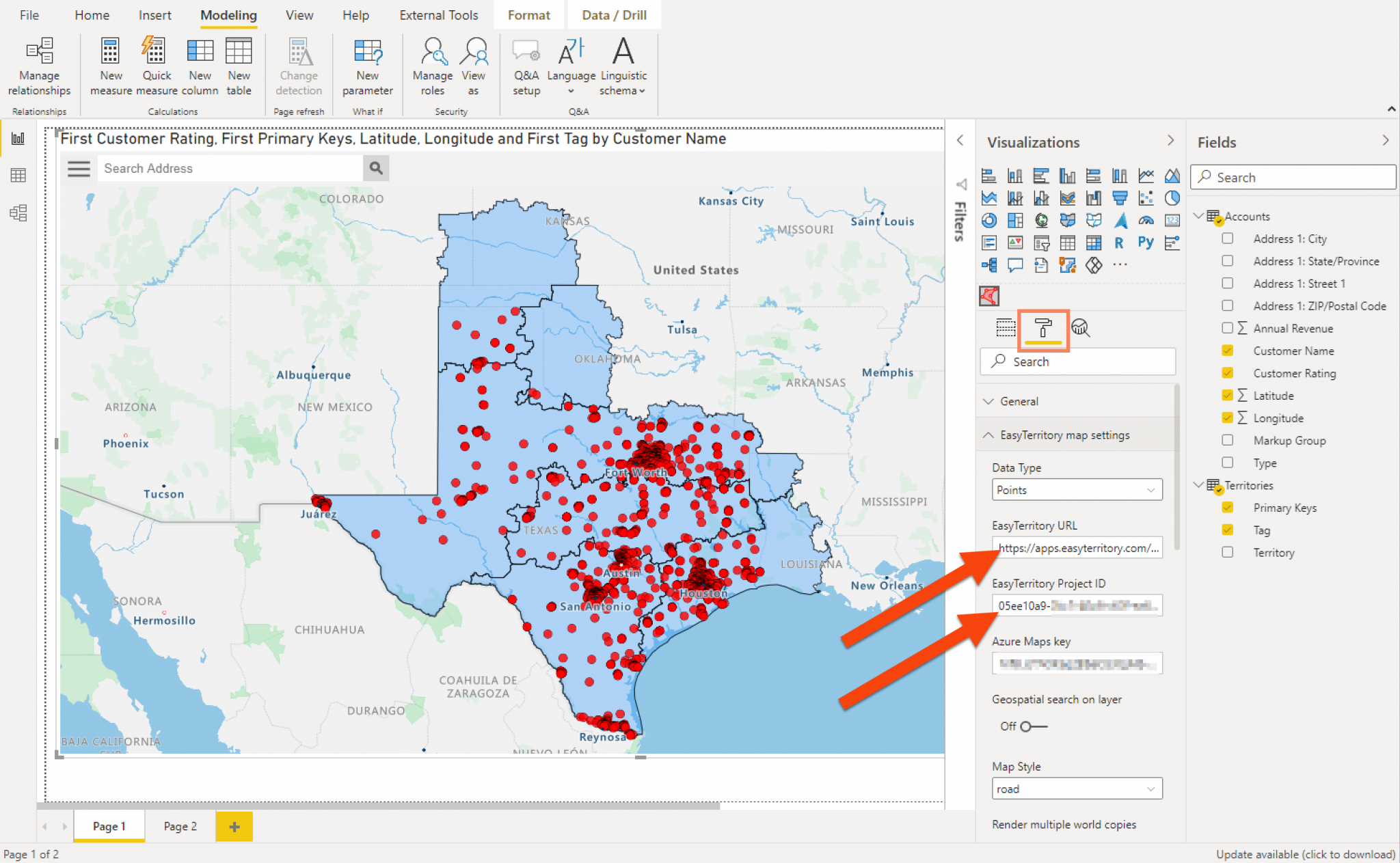 Configuring the EasyTerritory Visual for Power BI - Lat/Lon Points