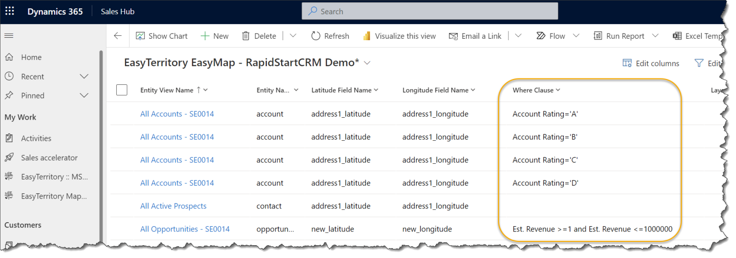 Configuring the EasyMap PCF Control | EasyTerritory
