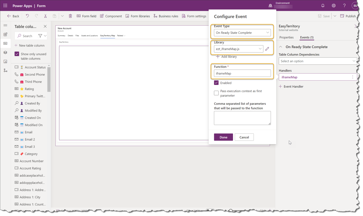 Embedding EasyTerritory within Dynamics 365 iFrame