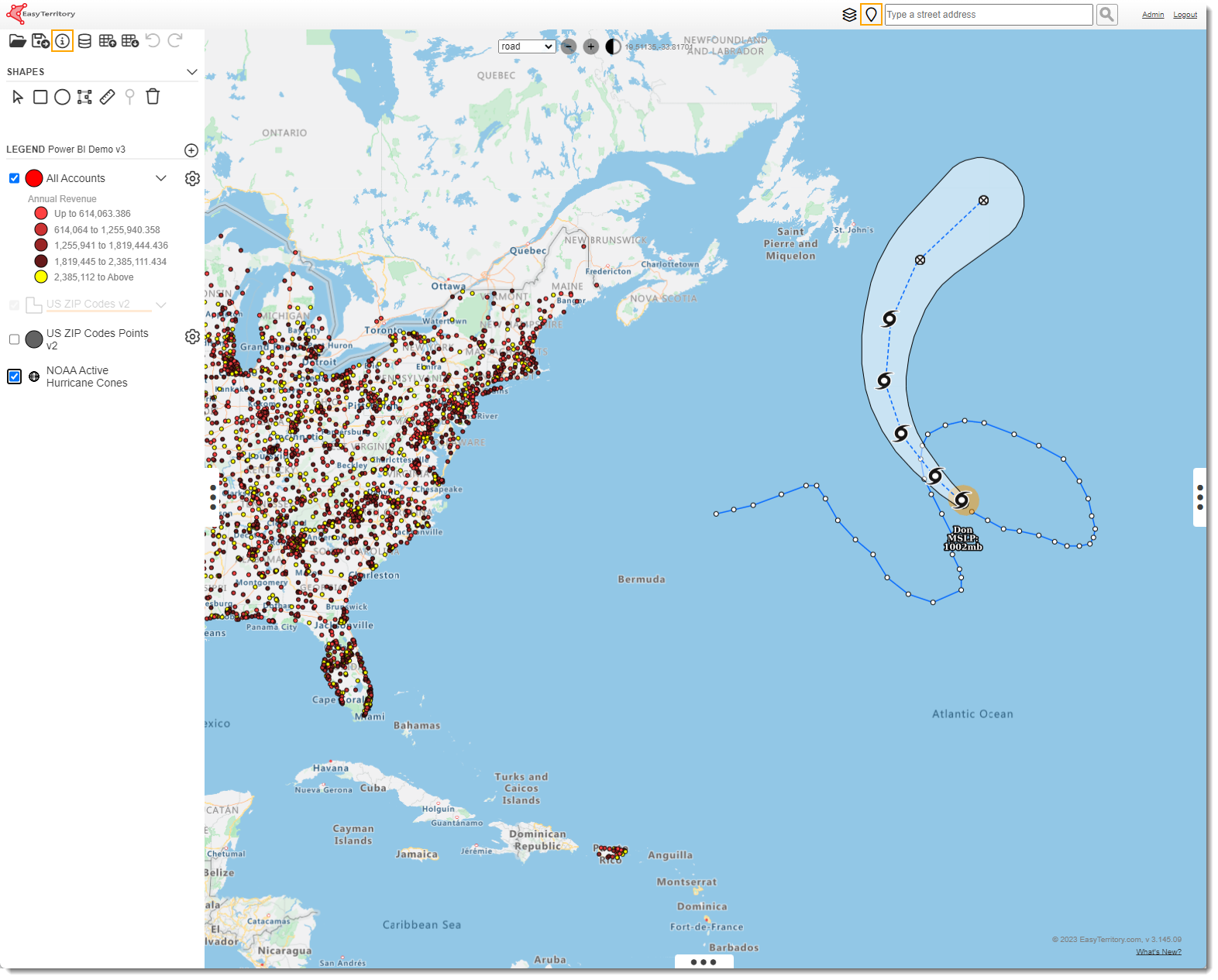 Adding NOAA Hurricane Cones to EasyTerritory | EasyTerritory